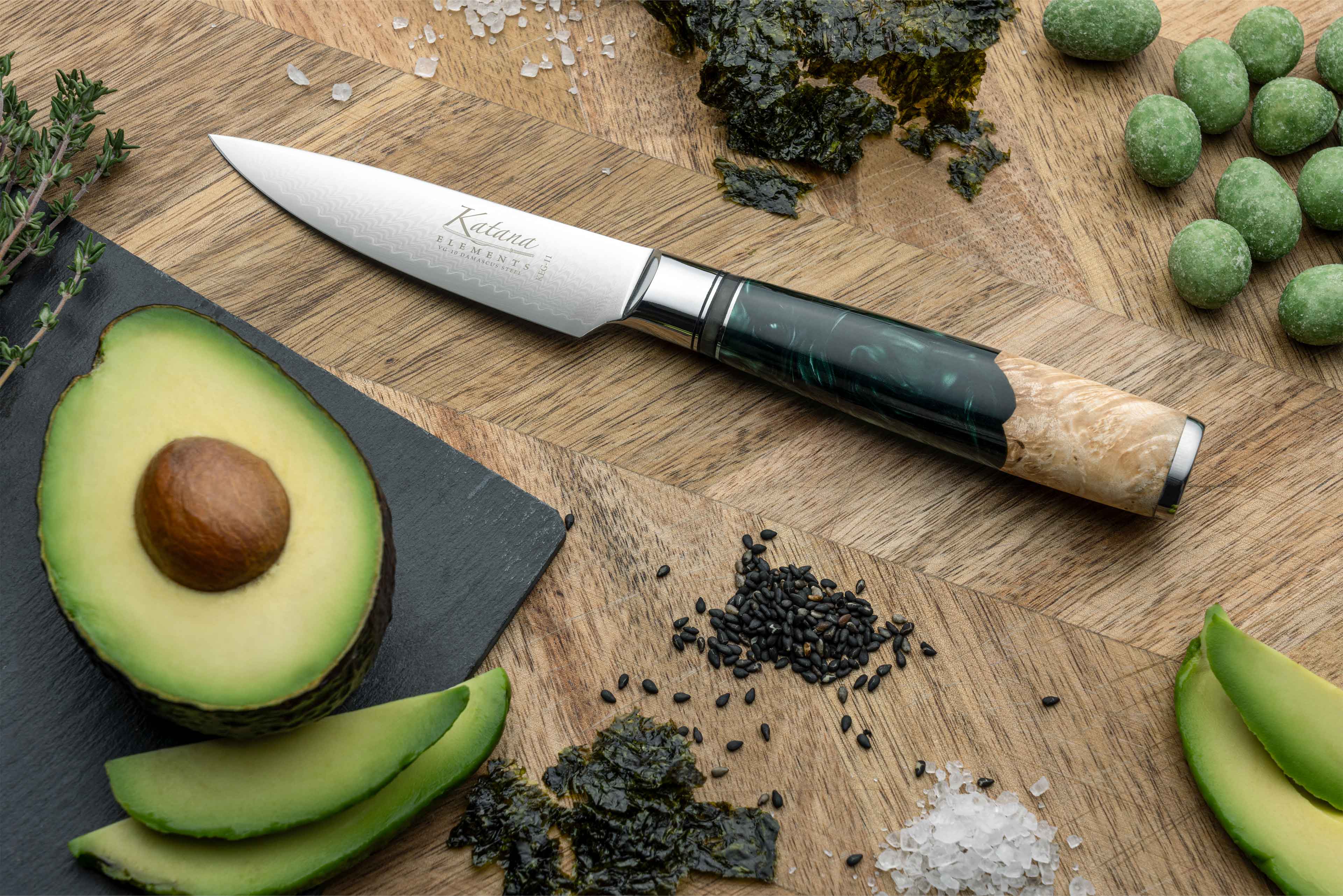 Katana Saya Elements Rainforest 3 Pce Knife Set